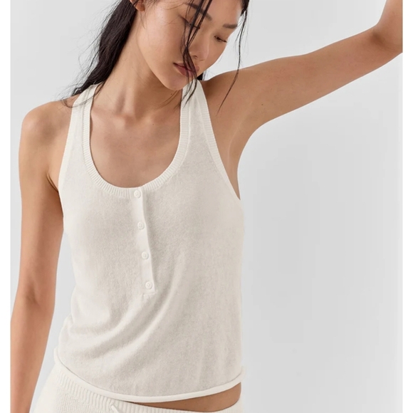 ALO Yoga | Tops | New Alo Yoga Sweater Henley Tank Medium Ivory | Poshmark